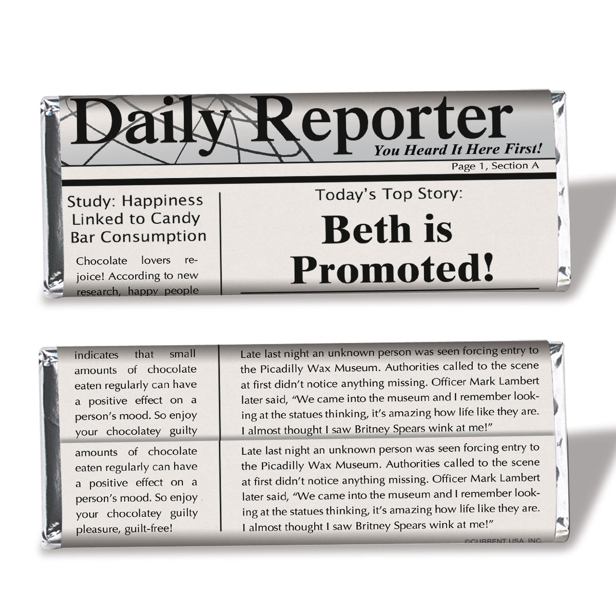 Newspaper Candy Bar Wrapper | Current Catalog