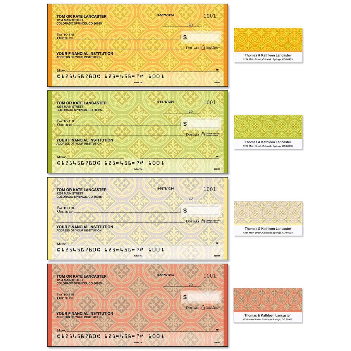 Italian Tile Single Checks with Matching Address Labels | Current Catalog
