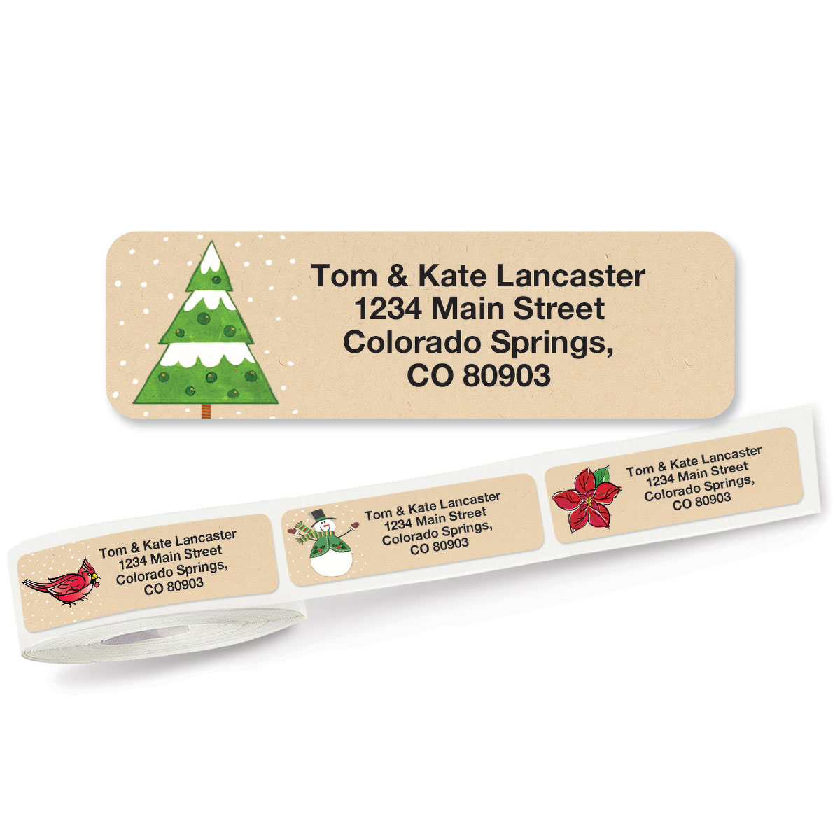 Krafty Christmas Rolled Address Labels (5 Designs) | Current Catalog