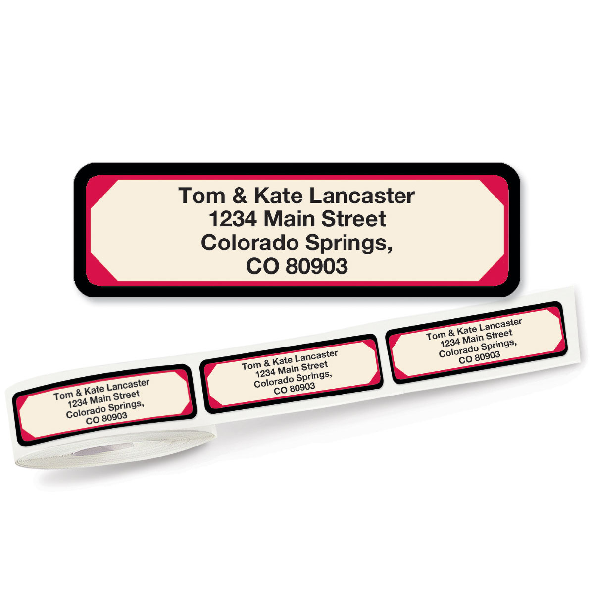 Red & Black Rolled Address Labels (5 Designs) | Current Catalog