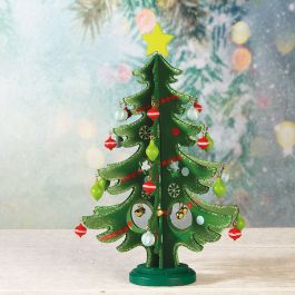 Wooden Tabletop Christmas Tree with Ornaments | Current Catalog