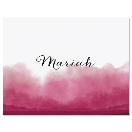 Dipped Watercolor Pink Personalized Note Cards | Current Catalog