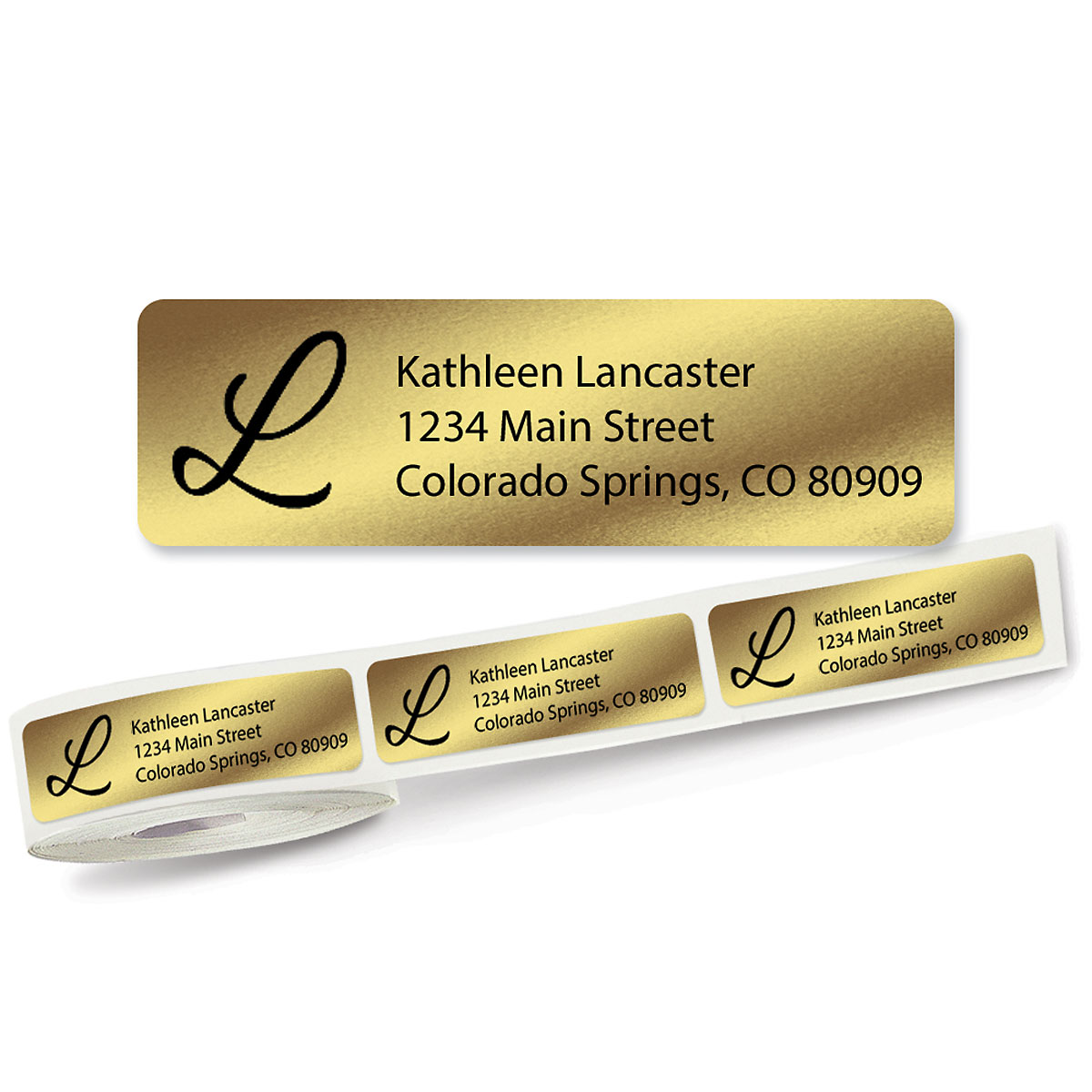 Gold Foil with Initial Standard Return Rolled Address Labels | Current ...
