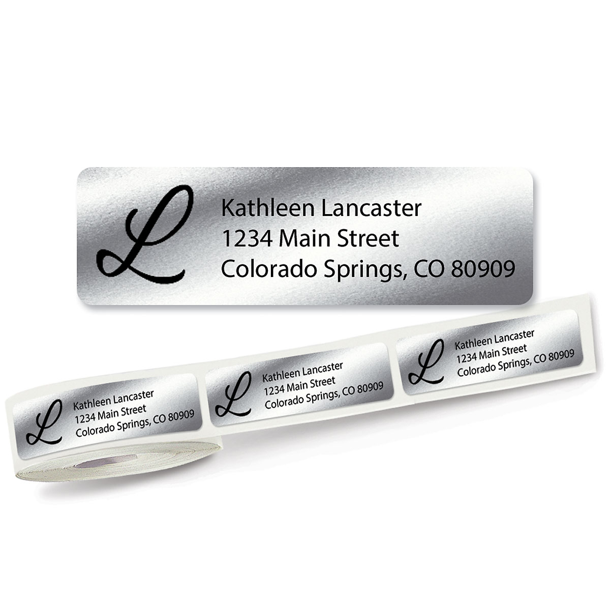 Silver Foil with Initial Standard Rolled Address Labels | Current Catalog