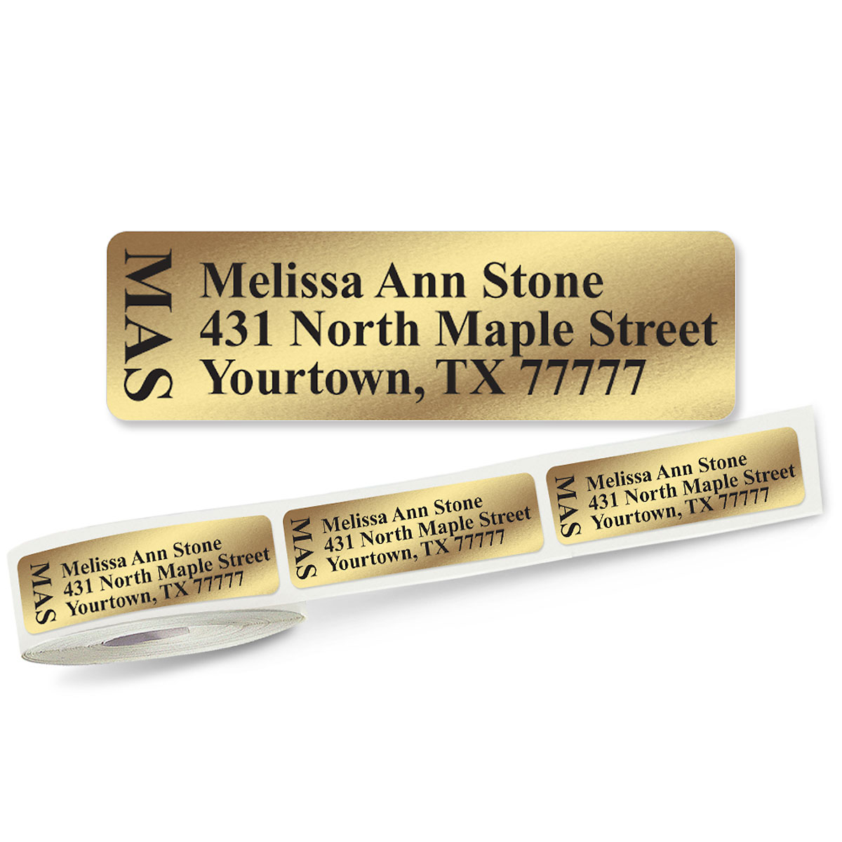 Unique Monogram Gold Rolled Address Labels | Current Catalog