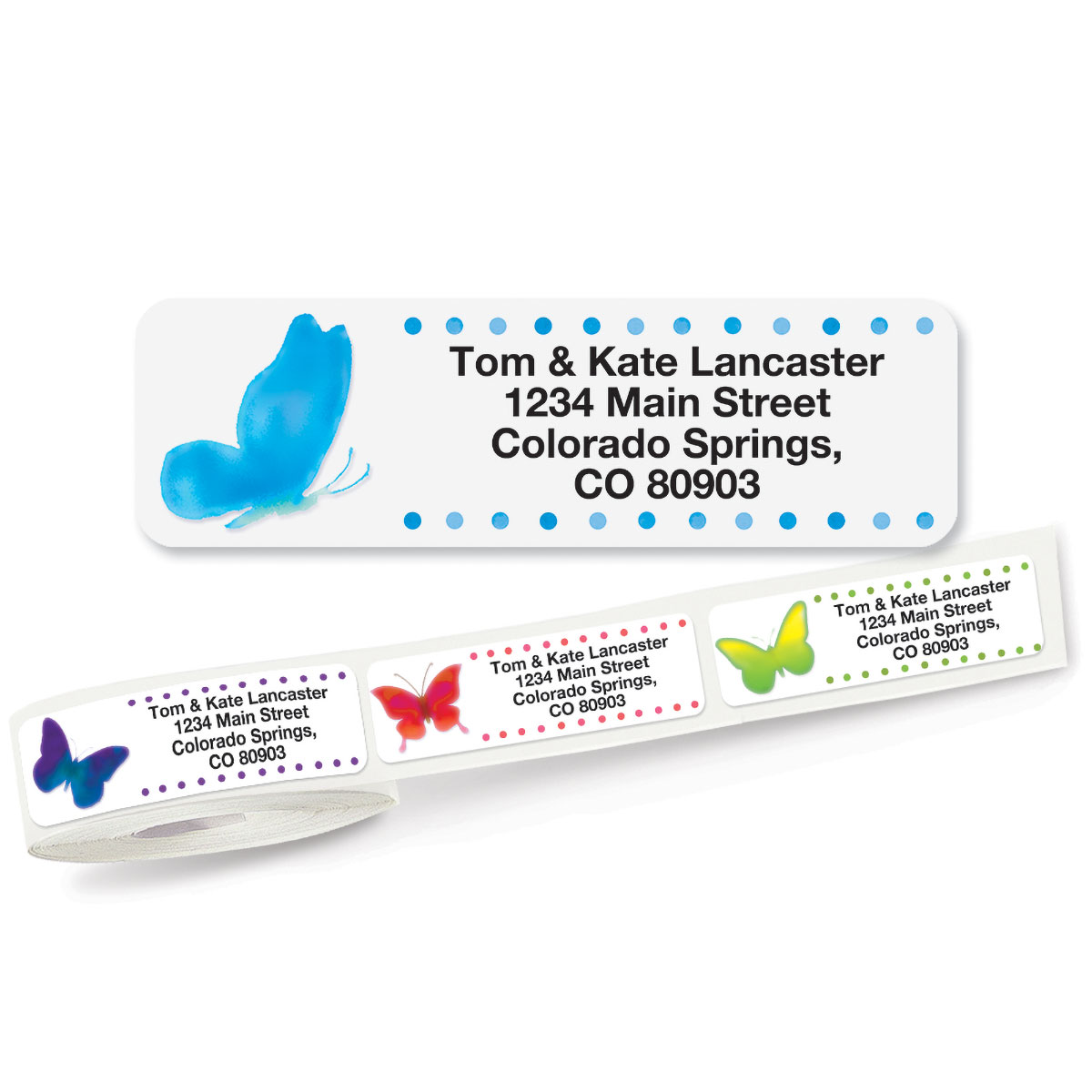 Watercolor Butterflies Rolled Address Labels 479186-c | Current Catalog