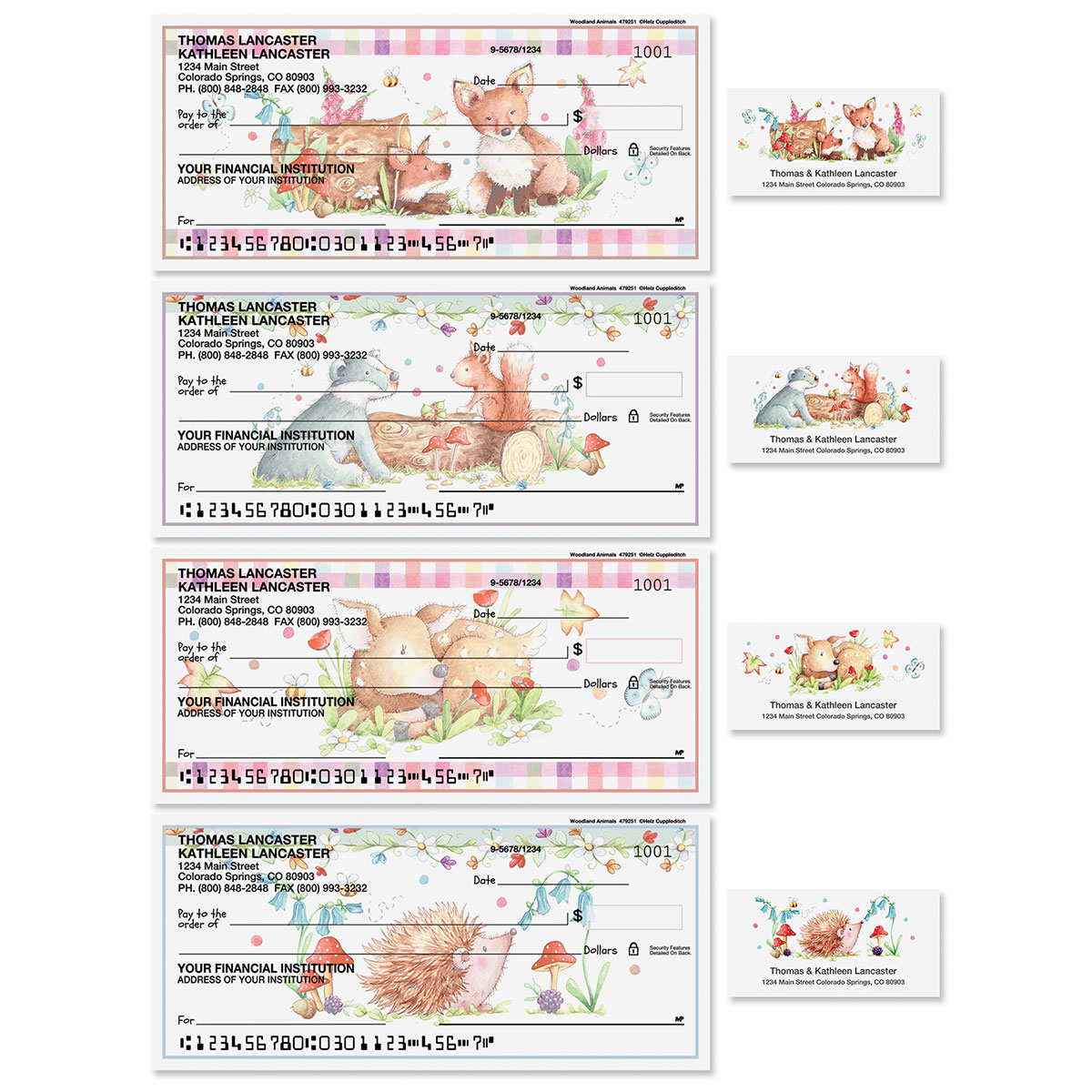 Woodland Animals Single Checks with Matching Address Labels | Current ...