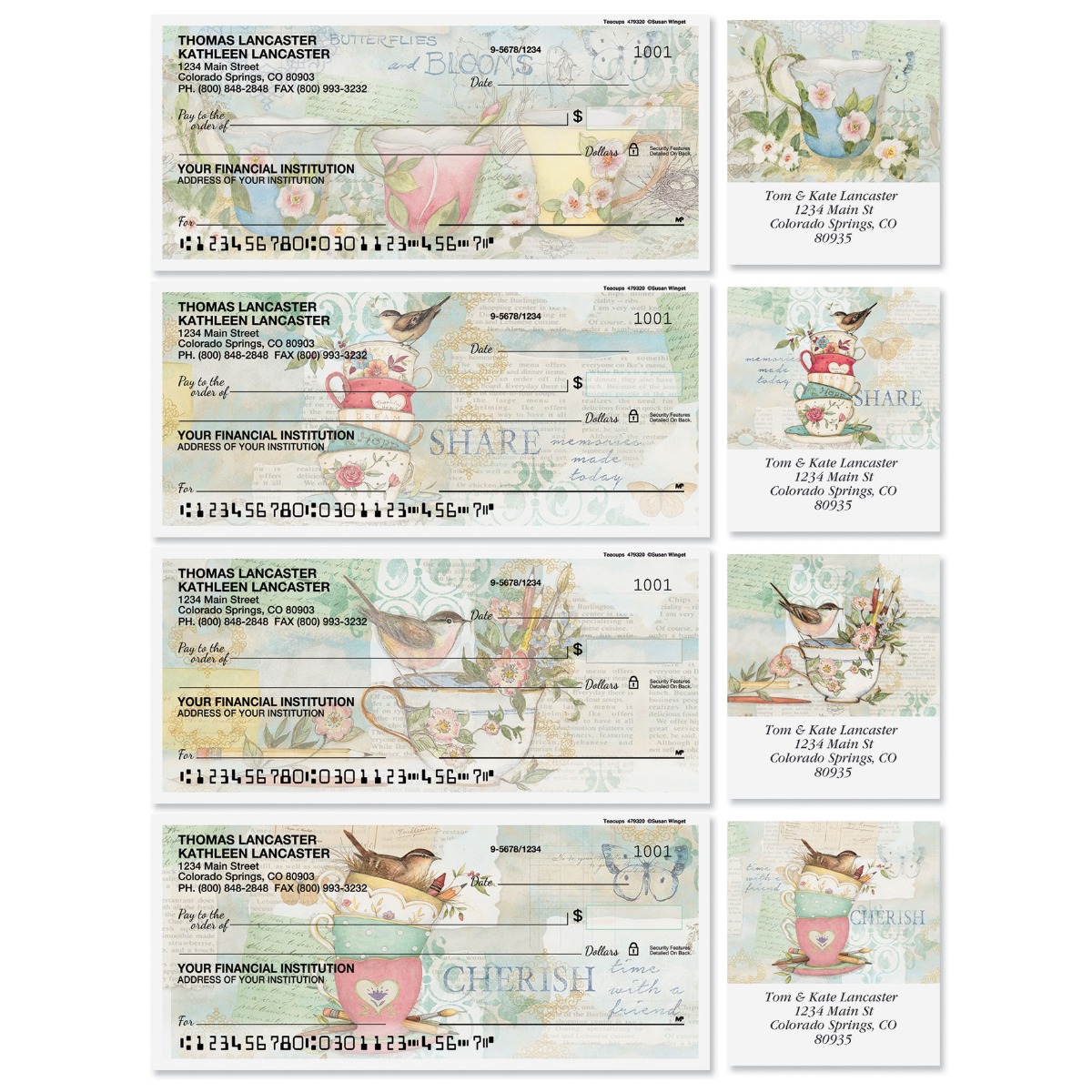 Teacups Single Checks with Matching Labels | Current Catalog
