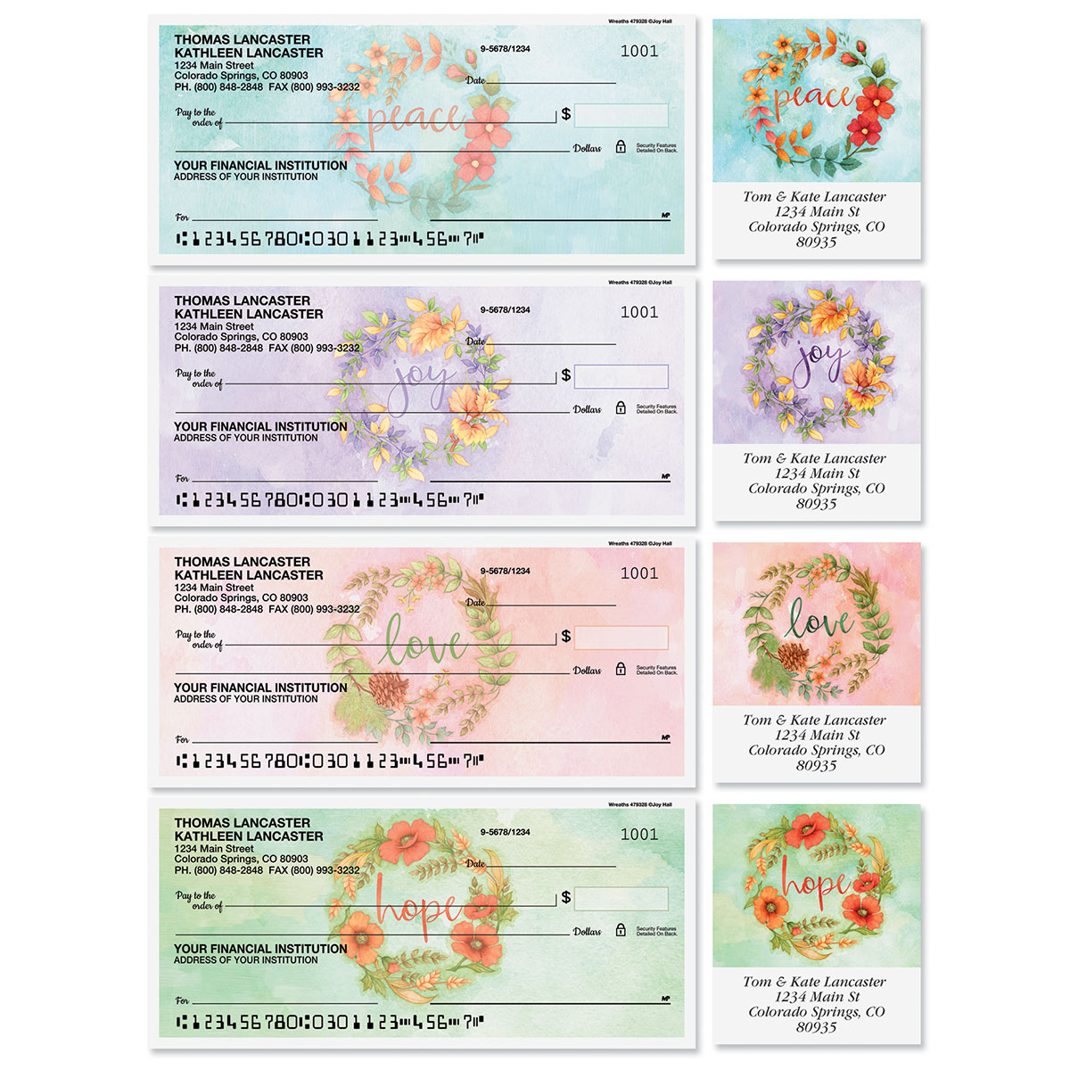 Wreaths Duplicate Checks with Matching Labels | Current Catalog