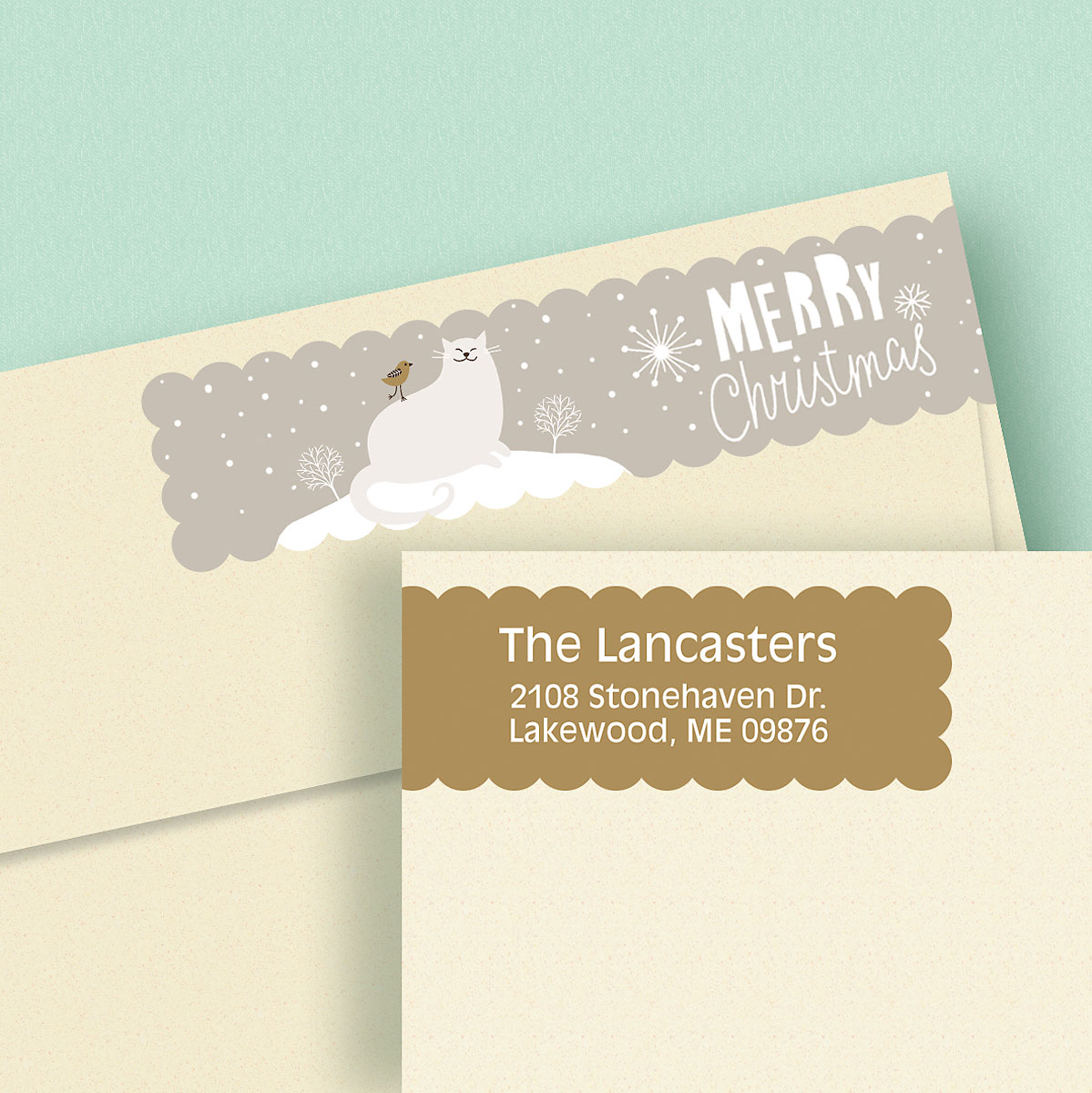 Purr-Fect Christmas Wrap Around Address Labels | Current Catalog