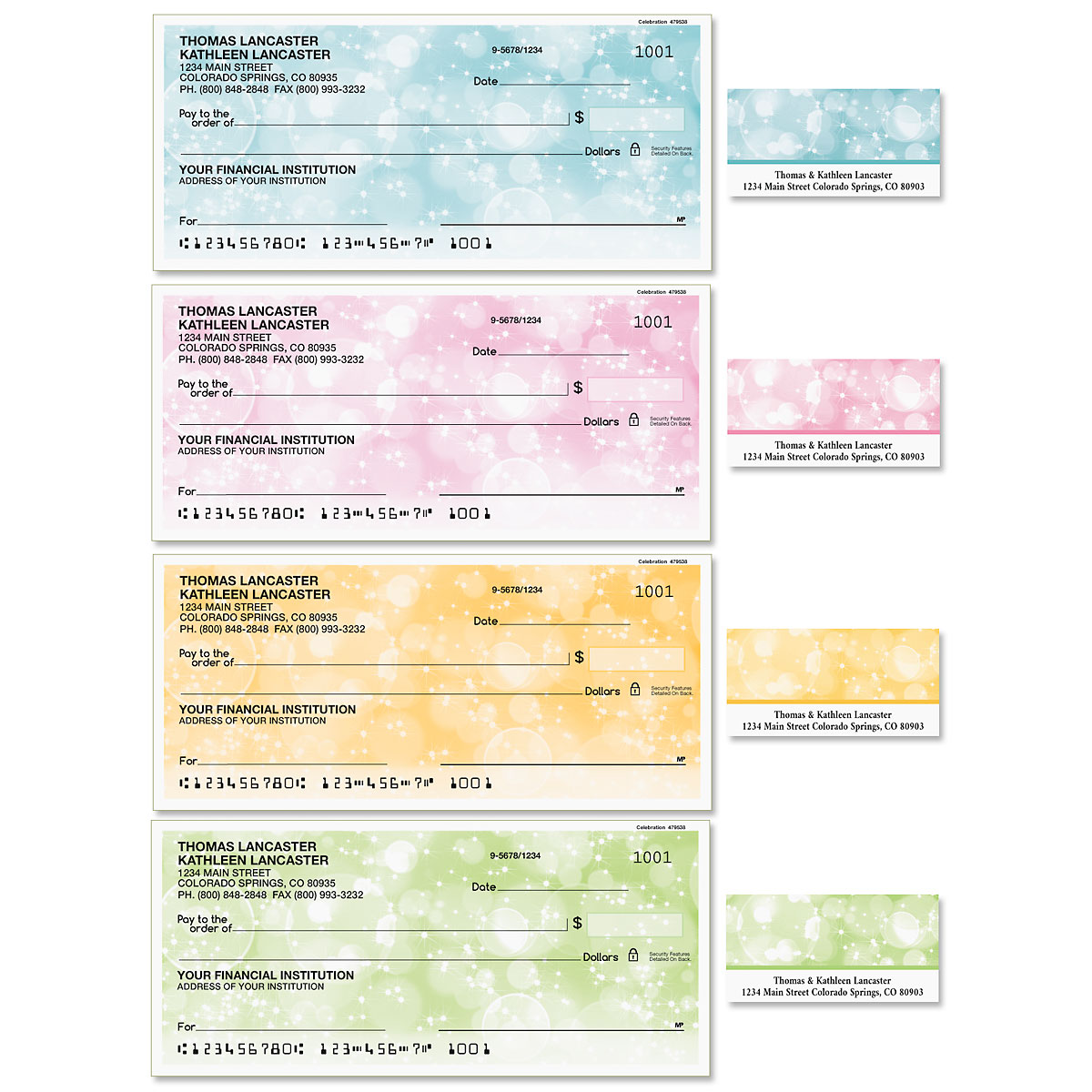 Celebration Single Checks with Matching Labels | Current Catalog