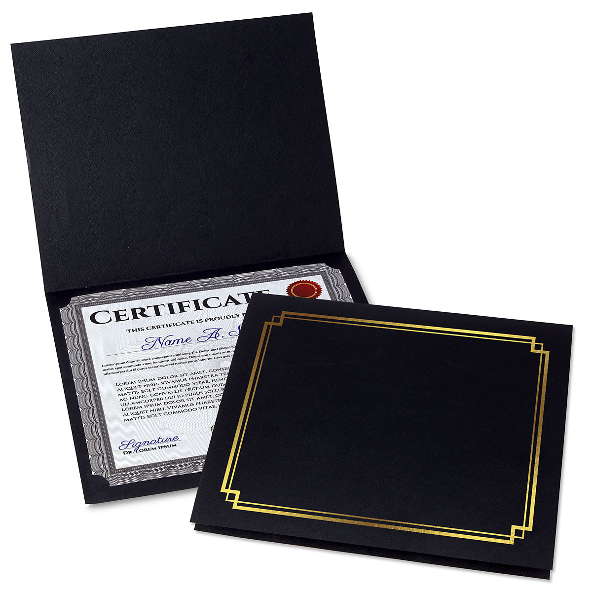 Classic Black Certificate Folder with Gold Border | Current Catalog