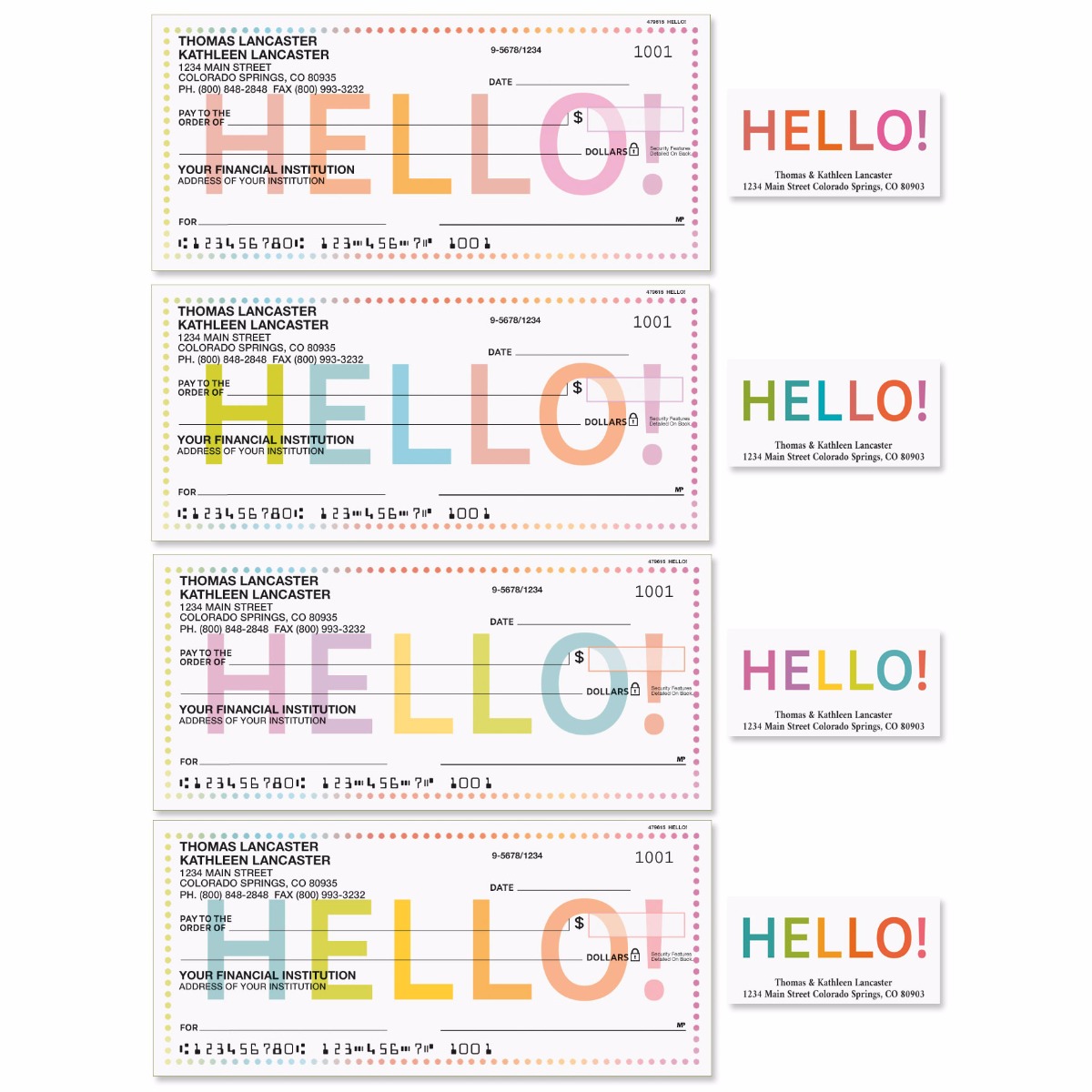 Hello Single Checks with Matching Address Labels | Current Catalog