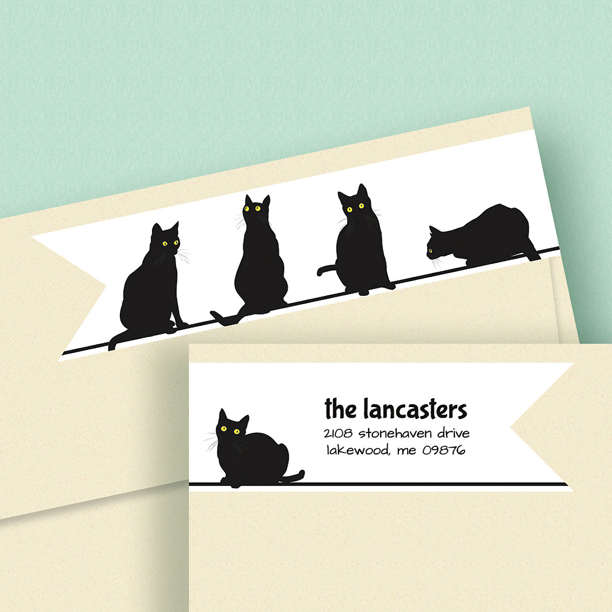 Black Cats Wrap Around Address Labels | Current Catalog