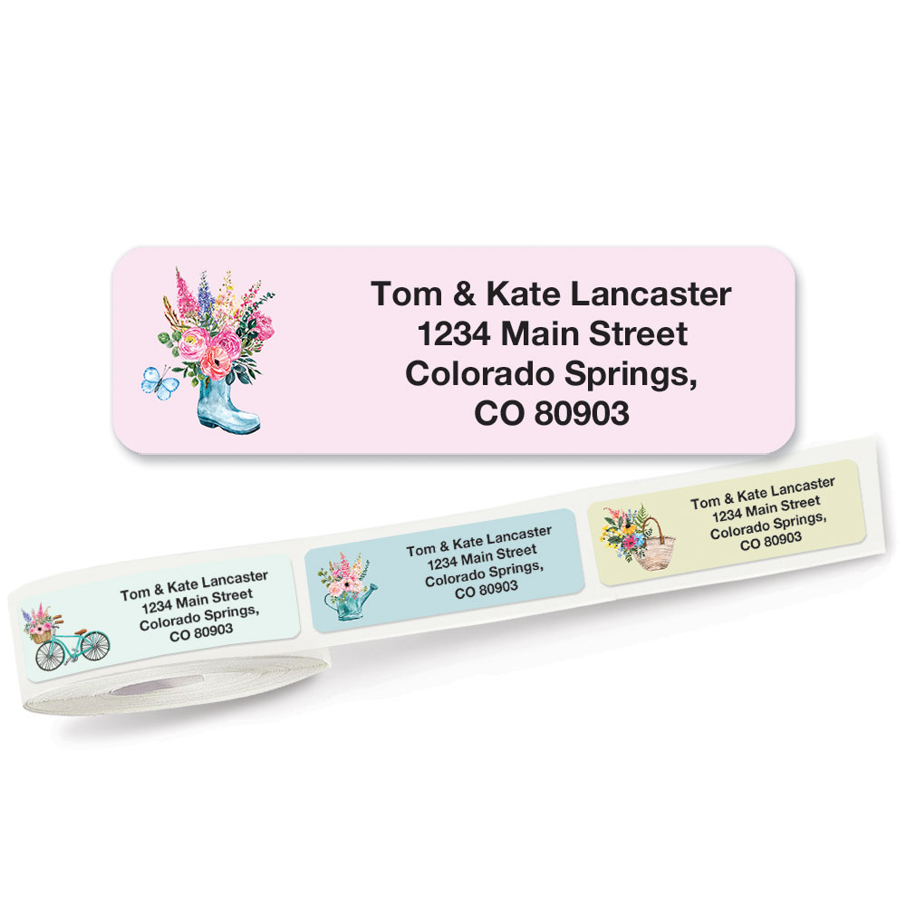 Floral All Around Rolled Address Labels (5 Designs) | Current Catalog