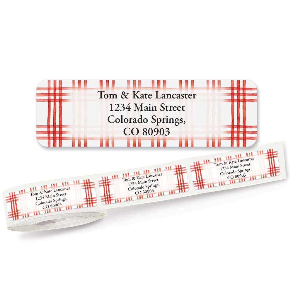Red Plaid Rolled Address Labels | Current Catalog