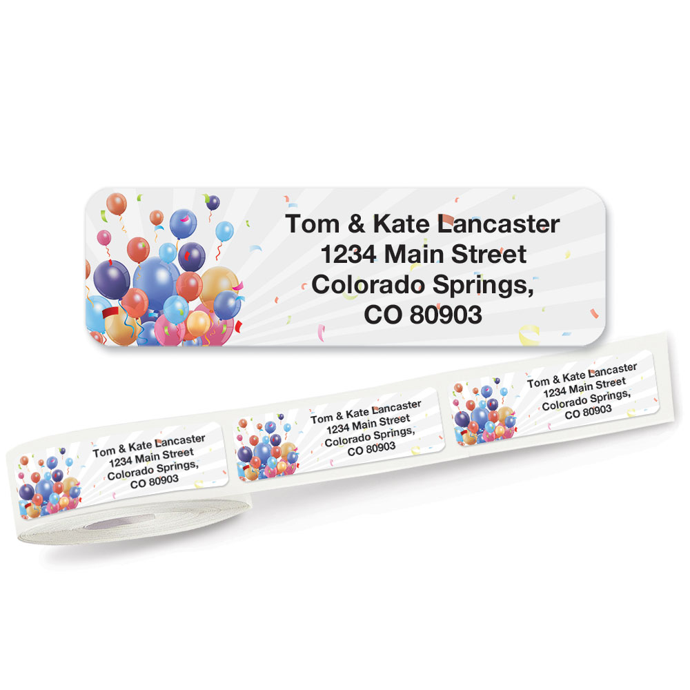 Happy Birthday Balloons Rolled Address Labels | Current Catalog