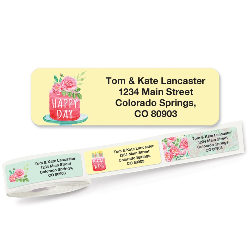 Floral Birthdays Rolled Address Labels (5 Designs) | Current Catalog