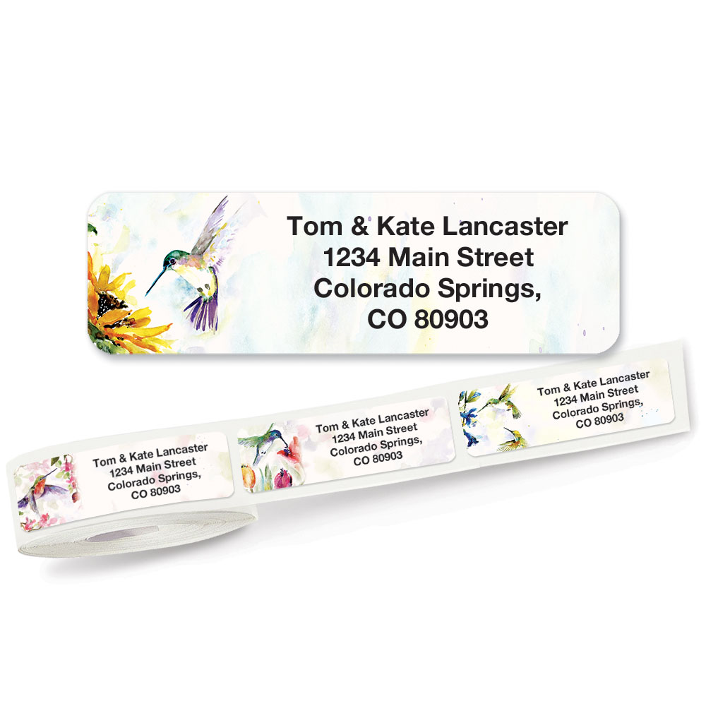 Fluttering Hummingbirds Rolled Address Labels (5 Designs) | Current Catalog