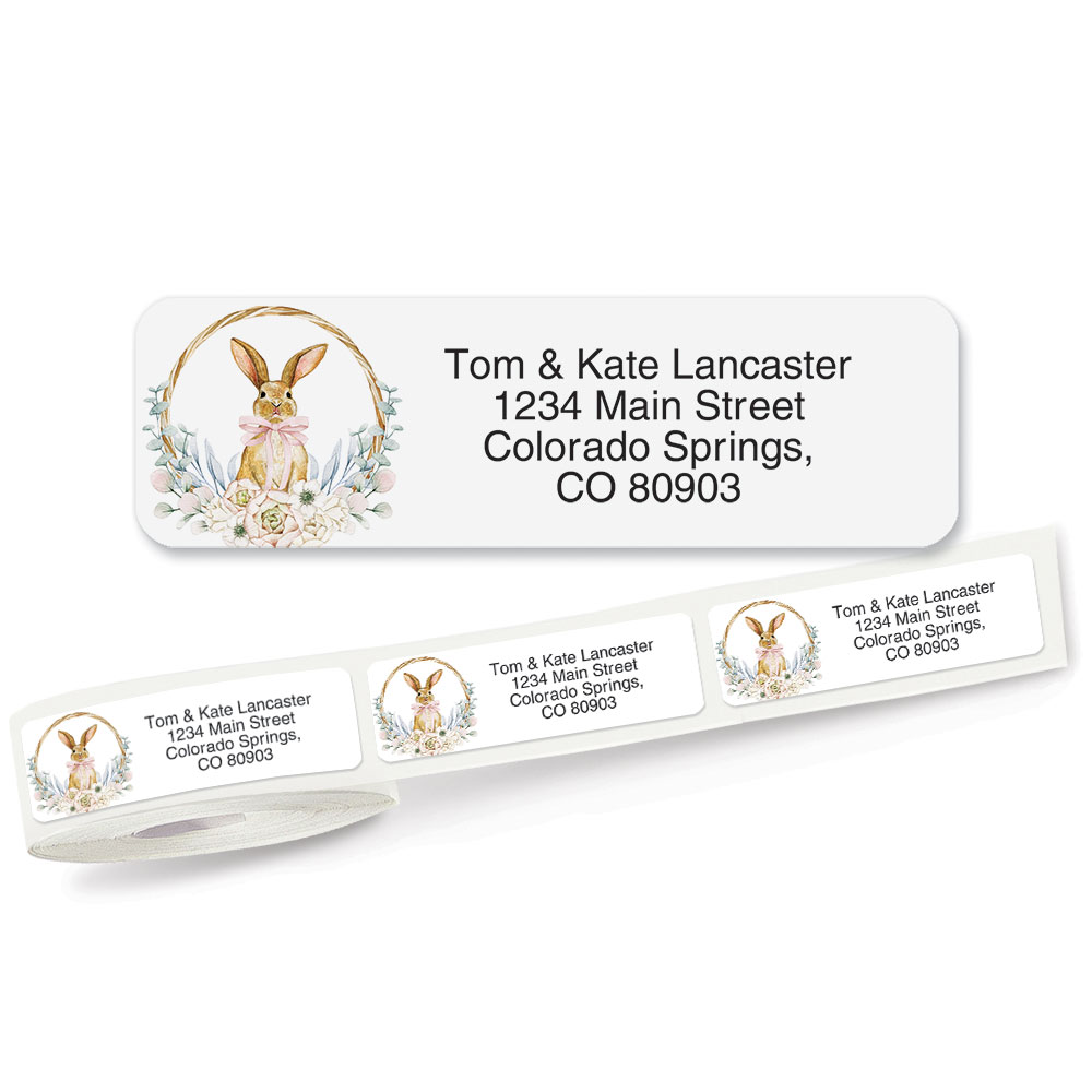 Easter Bunny Wreath Rolled Address Labels | Current Catalog