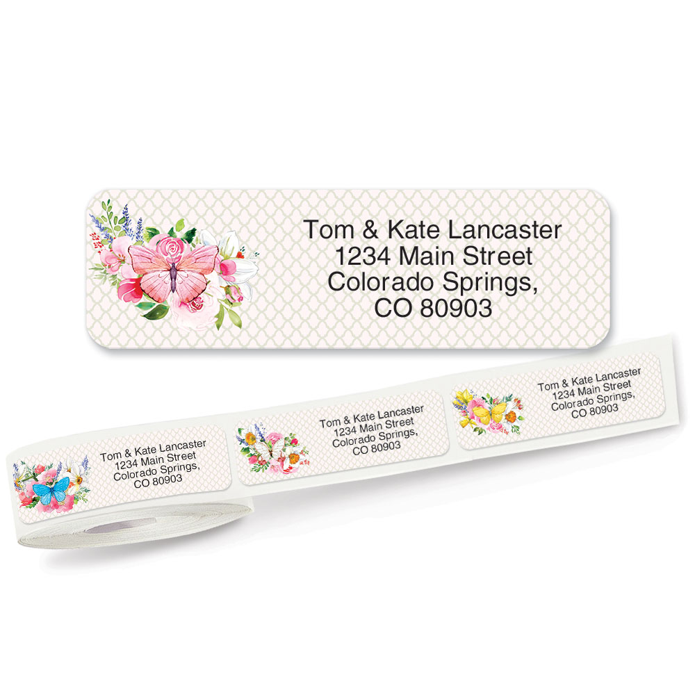 Butterfly Florals Rolled Address Labels | Current Catalog