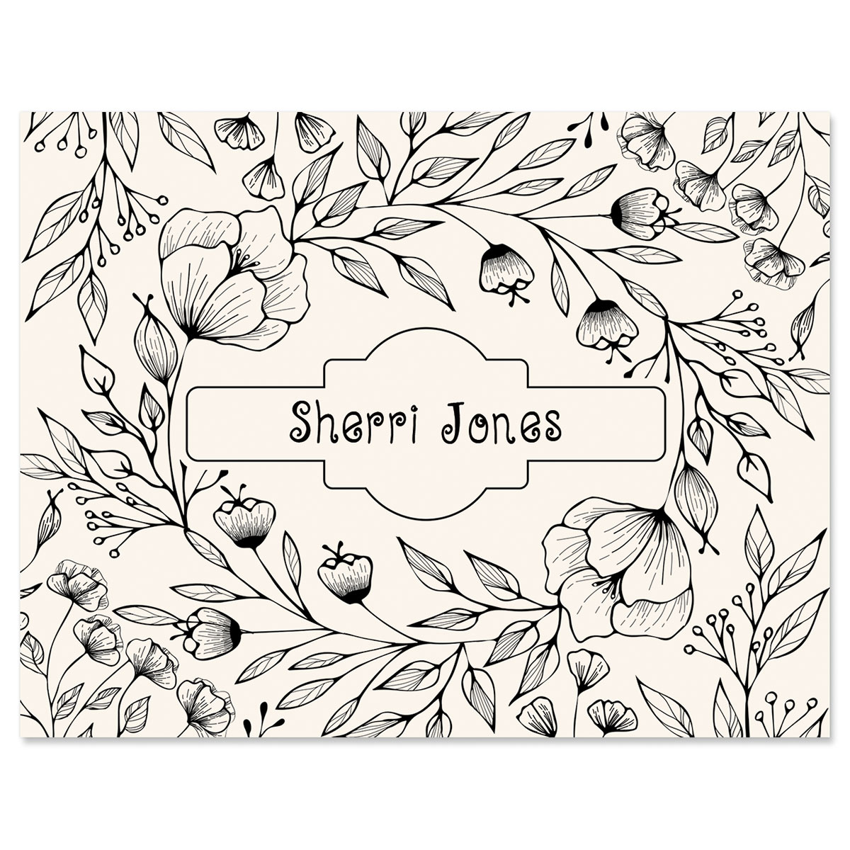 Floral Lines Personalized Note Cards | Current Catalog