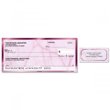 Rose Marble Single Checks With Matching Address Labels | Current Catalog