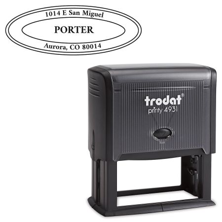 Black Oval Personalized Self-Inking Address Stamper | Current Catalog
