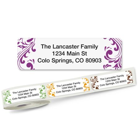 Elegant Swirl Rolled Address Labels - Roll of 250 | Current Catalog