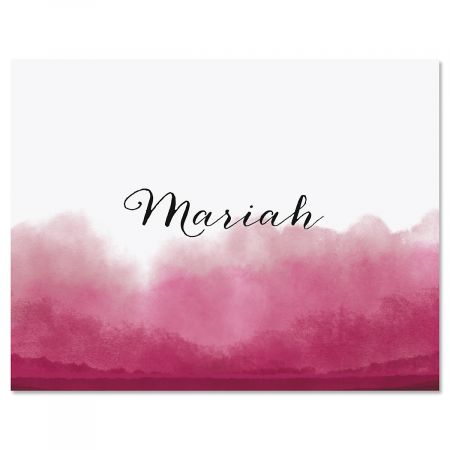 Dipped Watercolor Pink Personalized Note Cards | Current Catalog