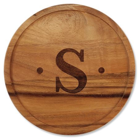 Monogram Initial with Dots Personalized Acacia Wood Lazy Susan ...