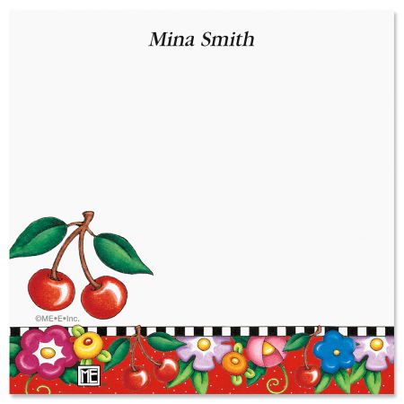Mary Engelbreit’s Cheery Cherry Personalized Note Sheets in a Cube ...