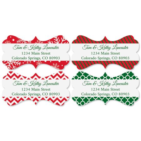 Christmas Patterns Diecut Address Labels (4 Designs) | Current Catalog