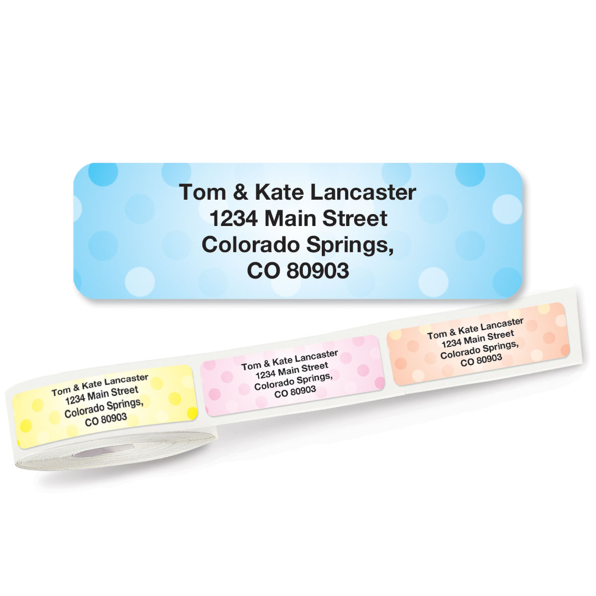 Pastel Dots Rolled Address Labels - Roll of 250 | Current Catalog