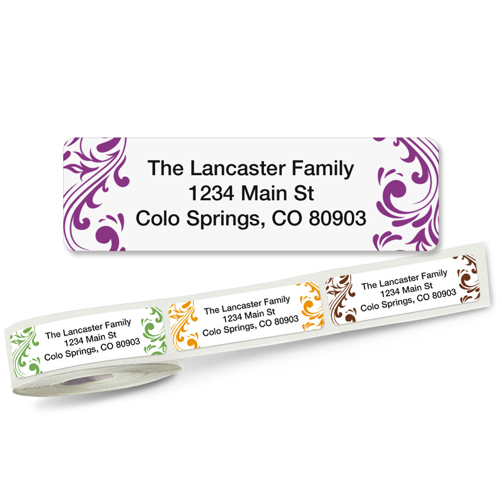 Elegant Swirl Rolled Address Labels - Roll of 500 | Current Catalog