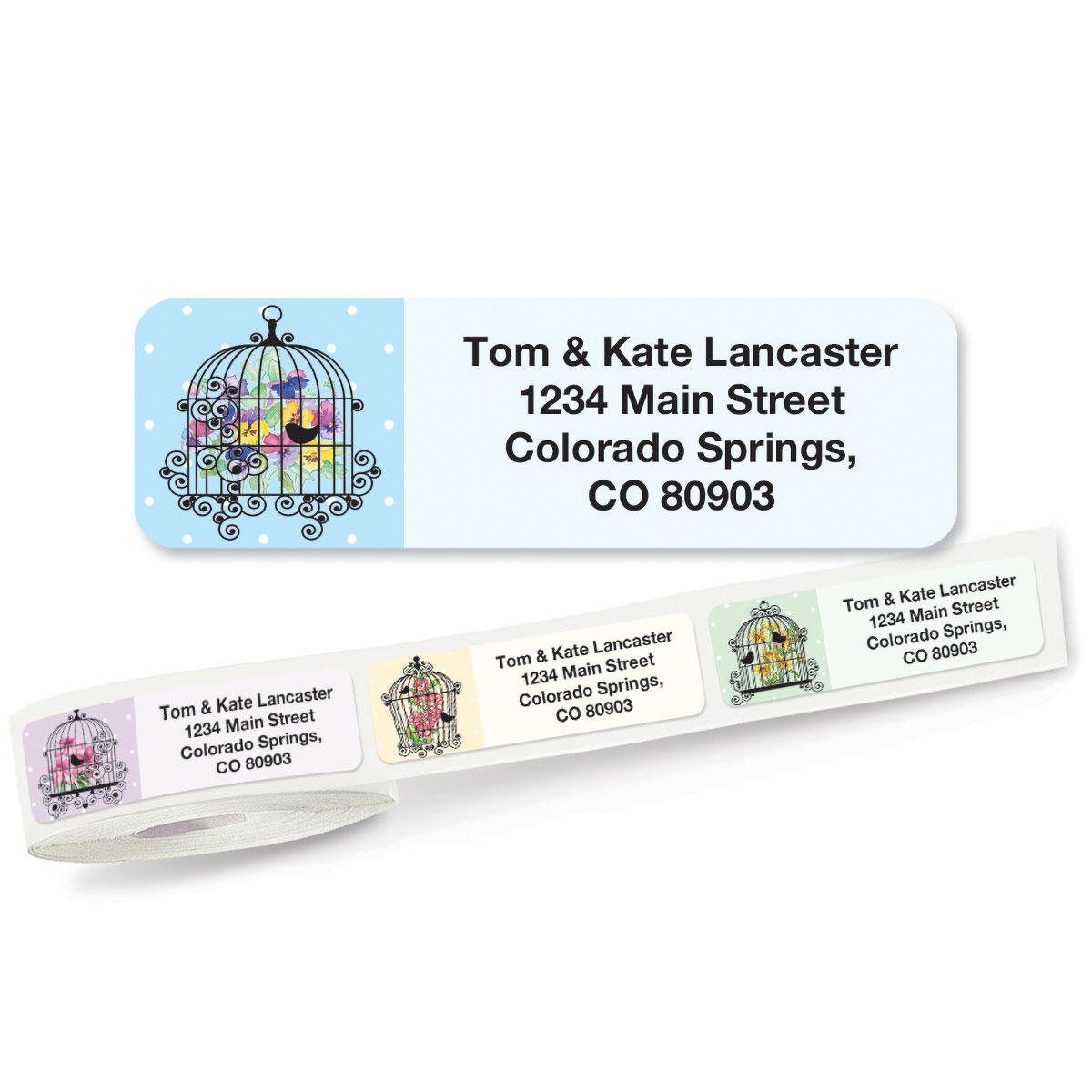 Bird Cages Rolled Address Labels - Roll of 250 | Current Catalog