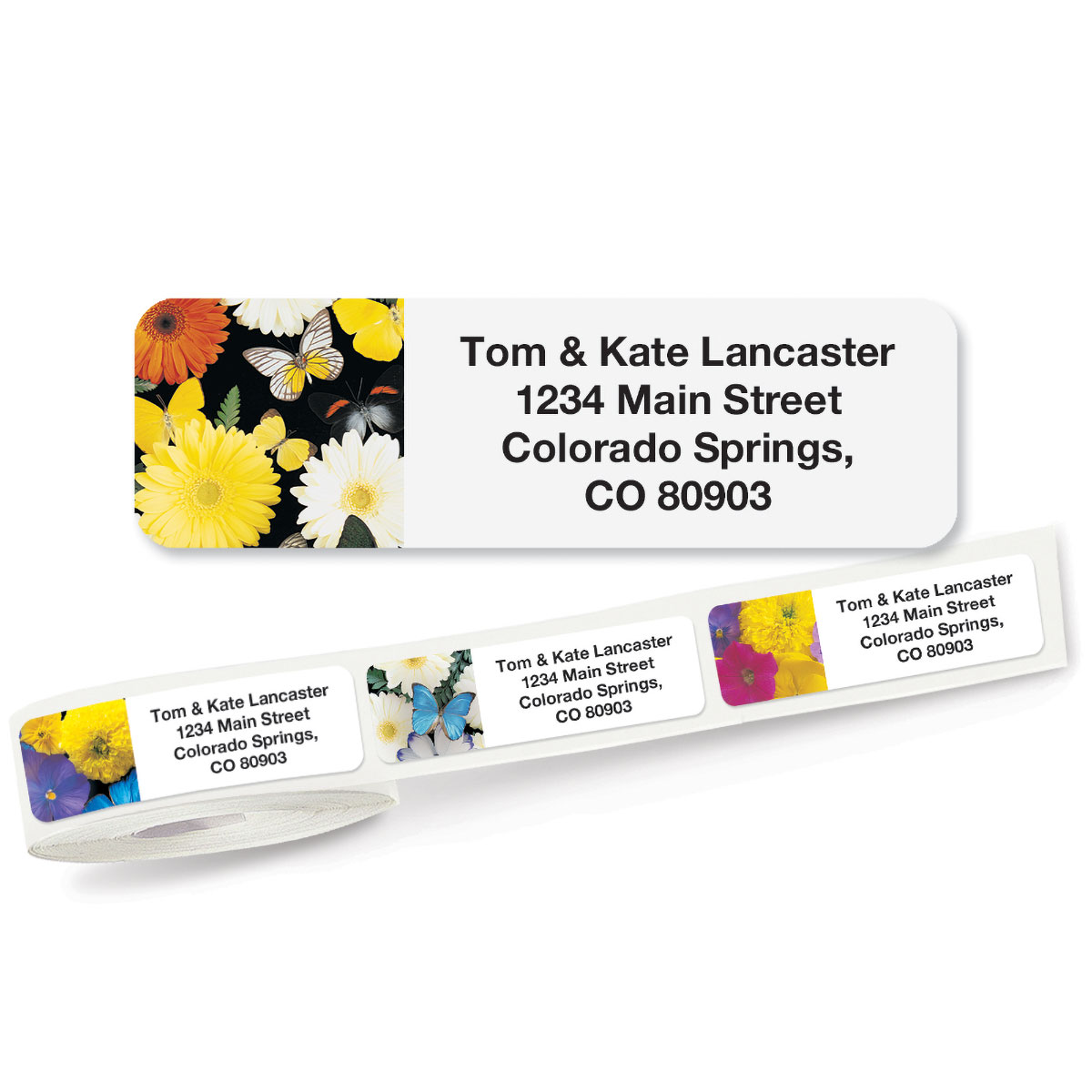 Flower Collage Rolled Address Labels | Current Catalog