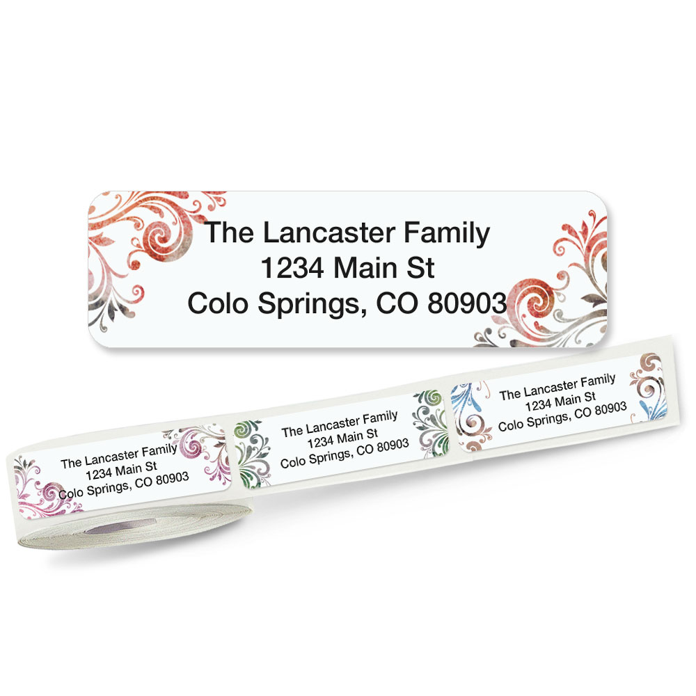Gray Swirls Rolled Address Labels | Current Catalog