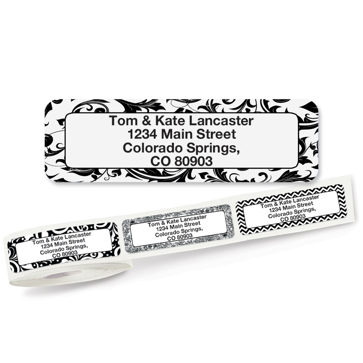 Black and White Rolled Address Labels - Roll of 500 | Current Catalog