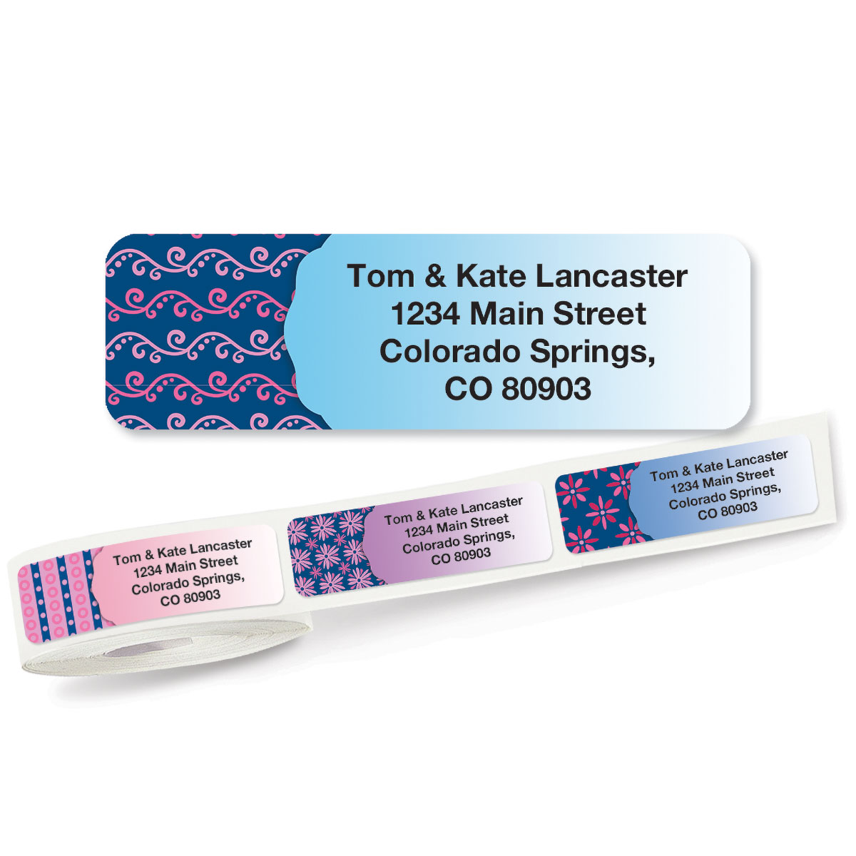 Navy Pop Rolled Address Labels | Current Catalog