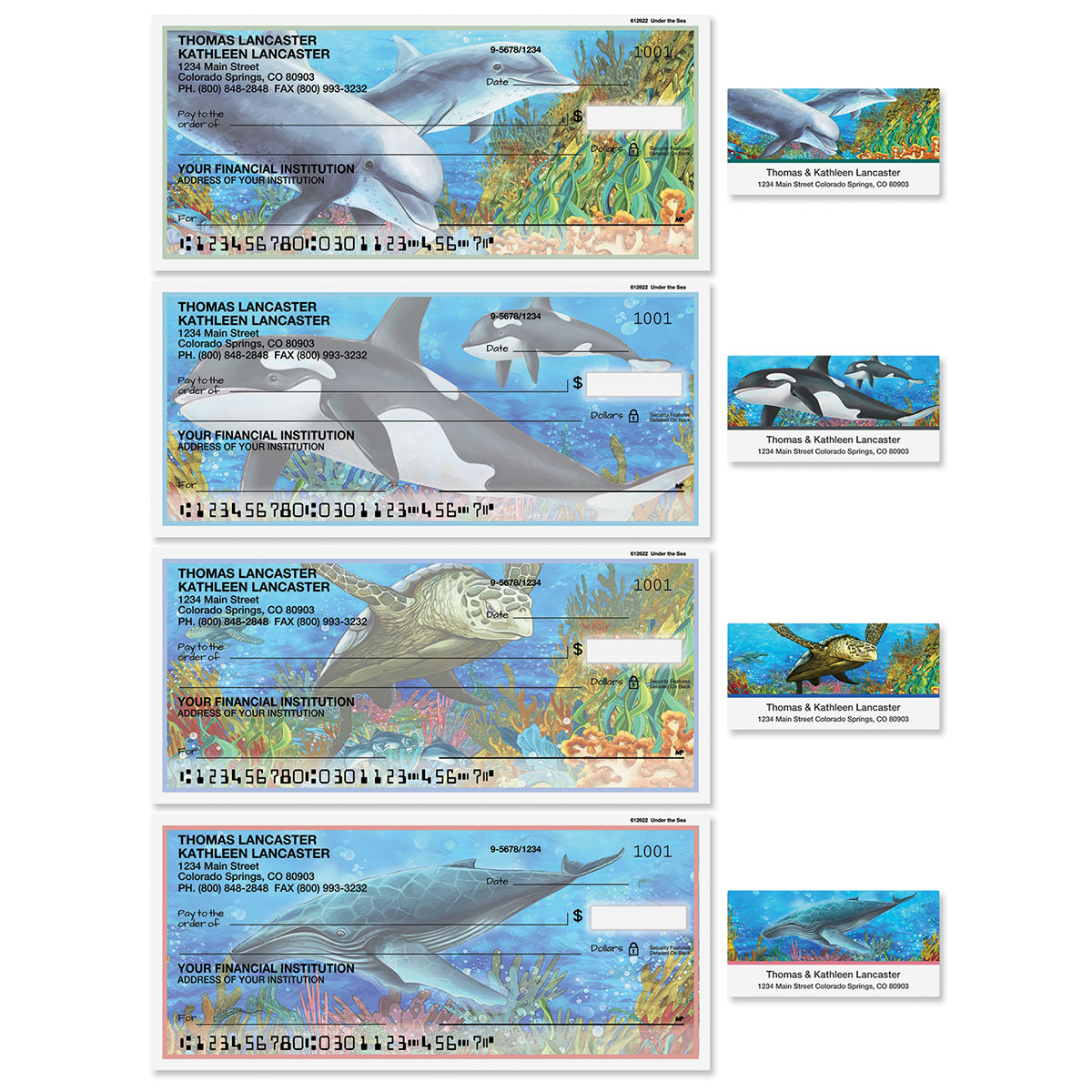 Under the Sea Single Checks with Matching Labels | Current Catalog