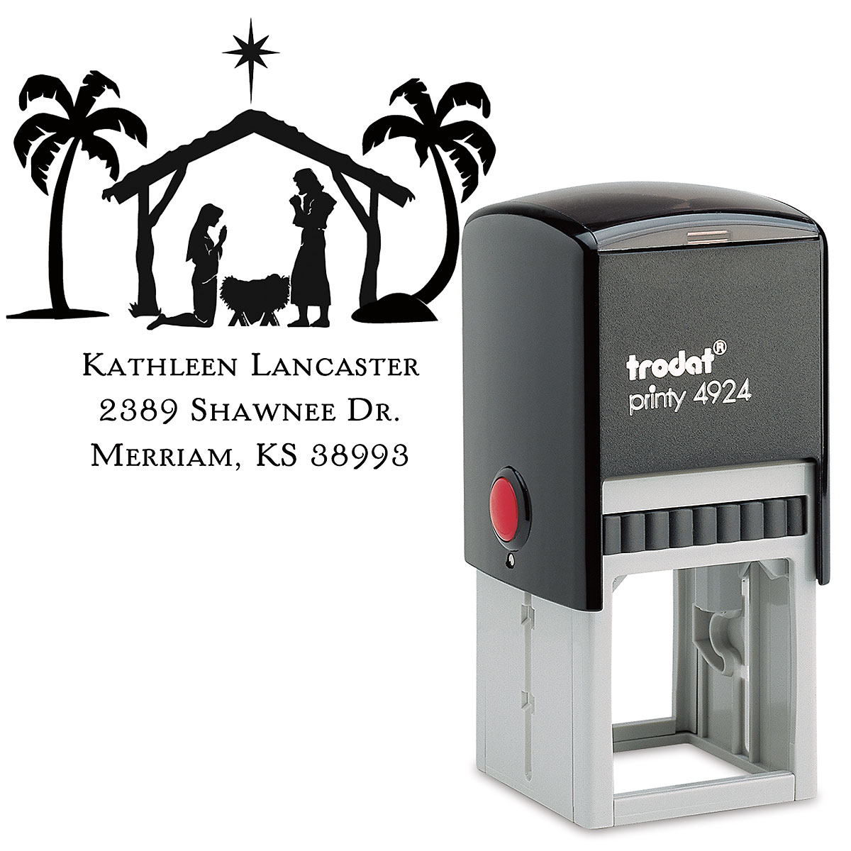 Nativity Square Self-Inking Address Stamp | Current Catalog