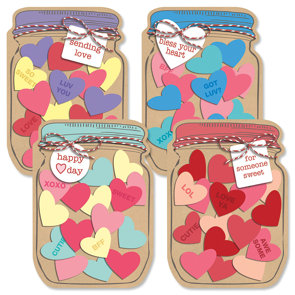 Diecut Jar of Hearts Valentines Day Cards | Current Catalog