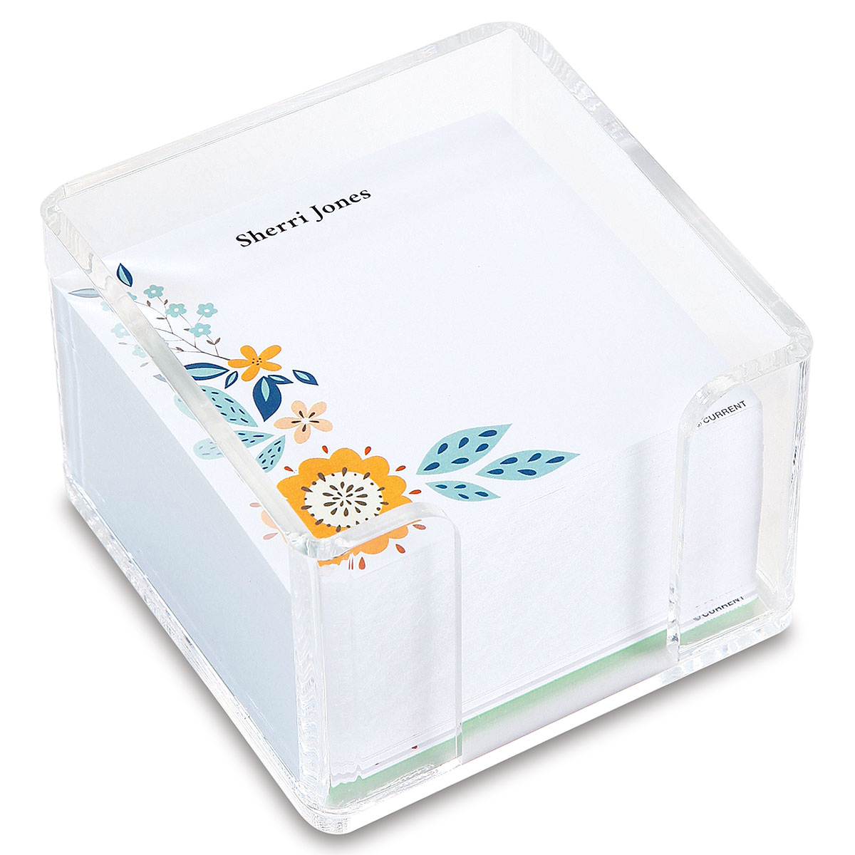 Scattered Flowers Personalized Note Sheets in a Cube | Current Catalog