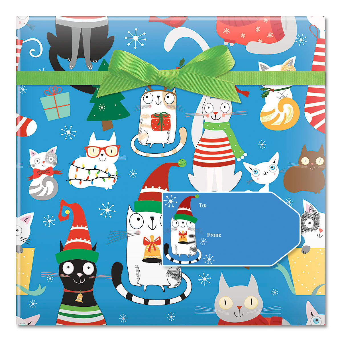 Christmas Cats Jumbo Rolled Gift Wrap and Labels | Current Catalog