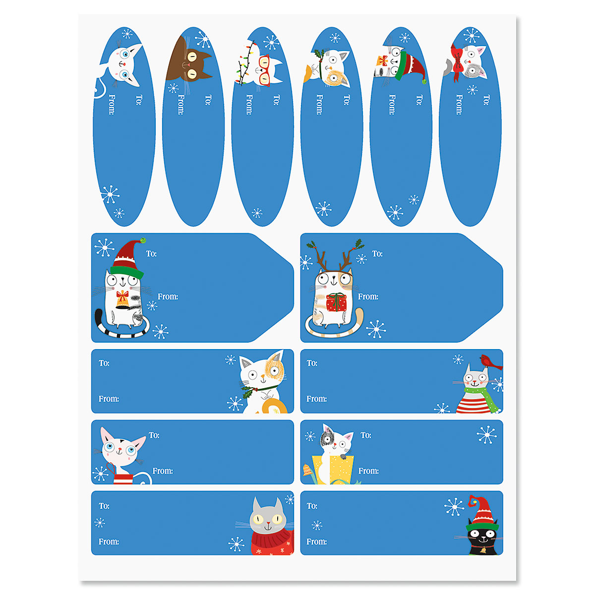 Christmas Cats Gift Wrap To/From Labels | Current Catalog