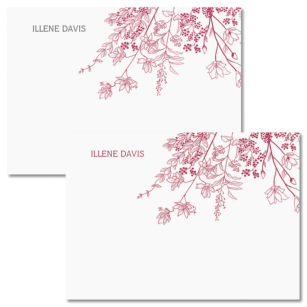 Plum Floral Personalized Note Cards | Current Catalog