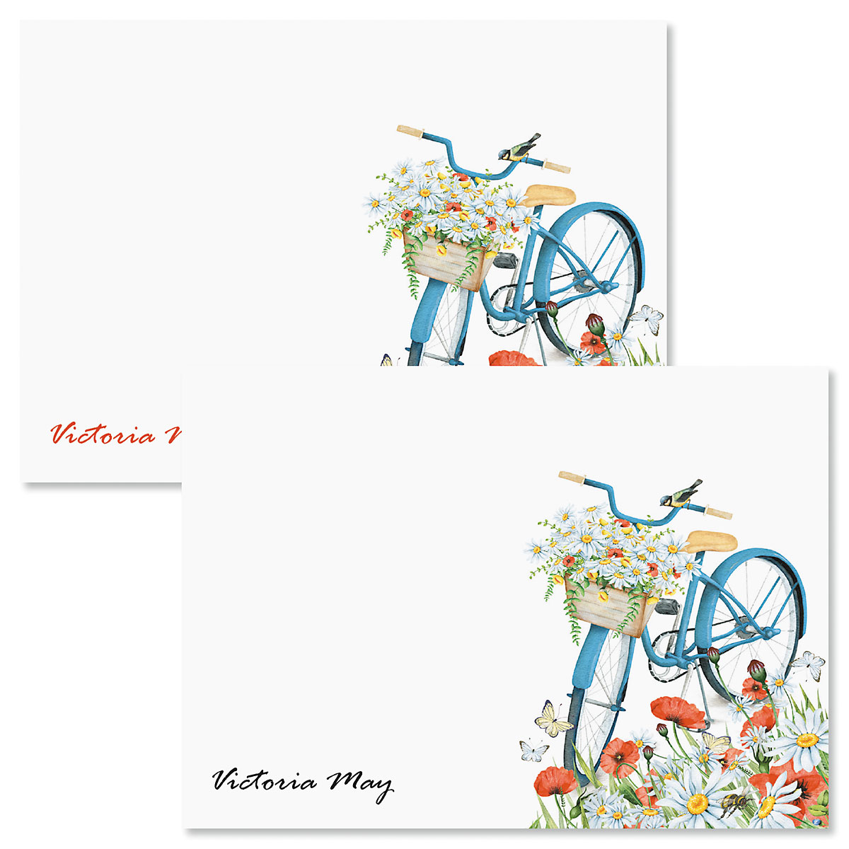 Floral Bike Personalized Note Cards | Current Catalog