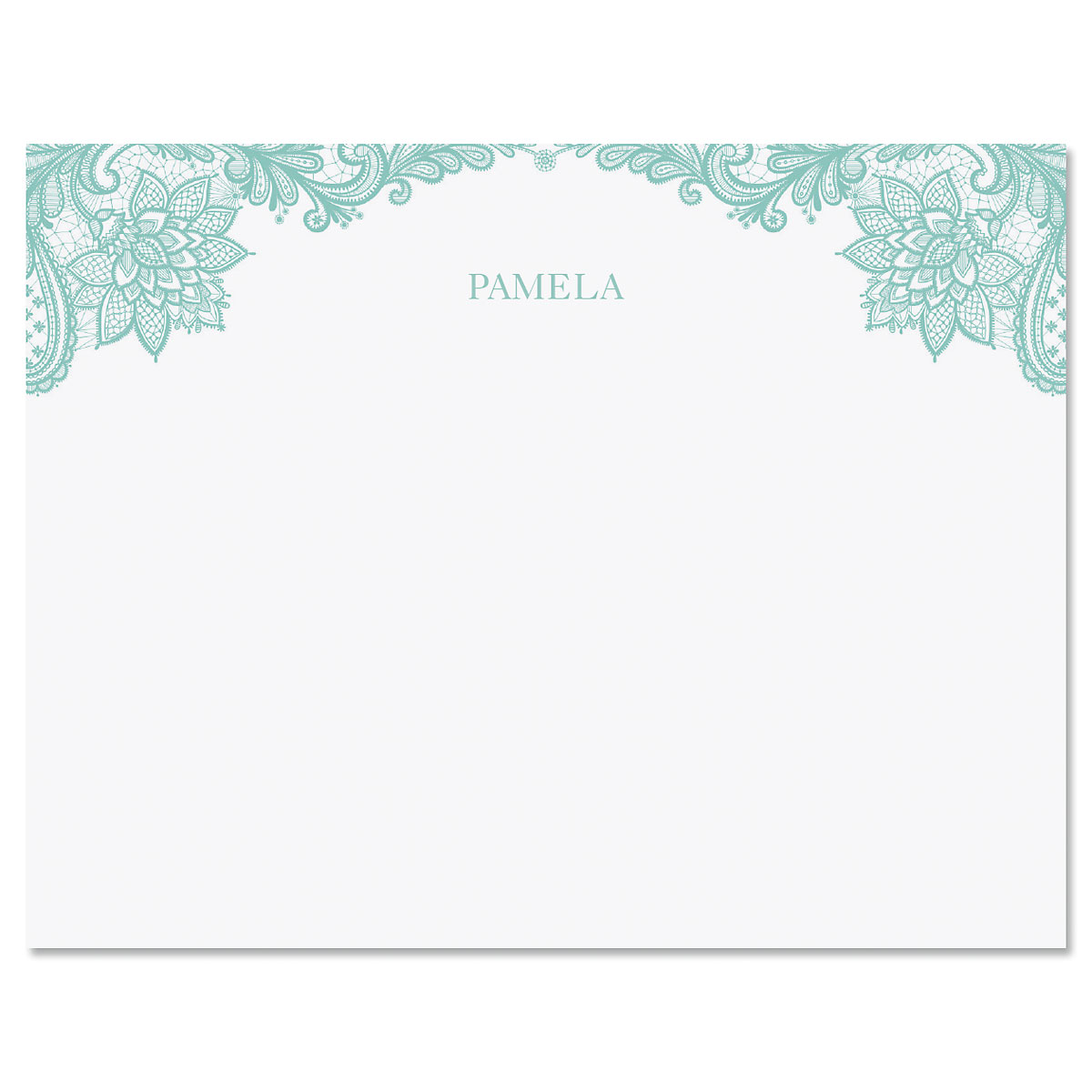 Amelia Lace Light Blue Personalized Note Cards | Current Catalog