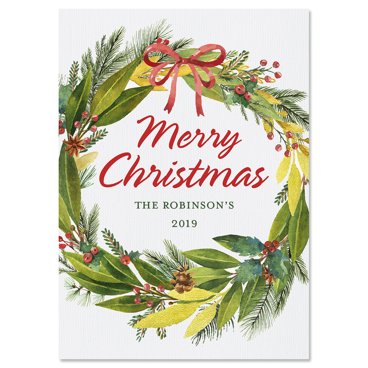 Wishes Wreath Christmas Cards | Current Catalog